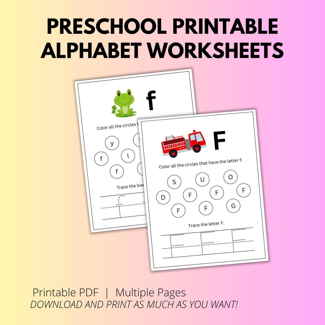 Preschool Alphabet Worksheets Uppercase & Lowercase Letters (PDF Format ...