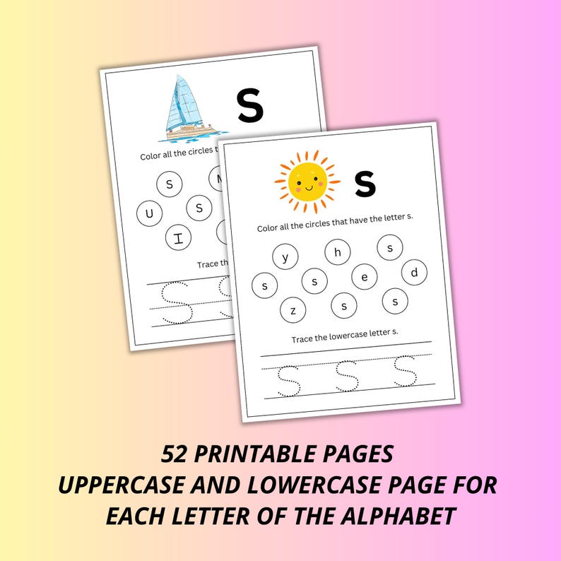 Preschool Alphabet Worksheets Uppercase & Lowercase Letters (PDF Format ...
