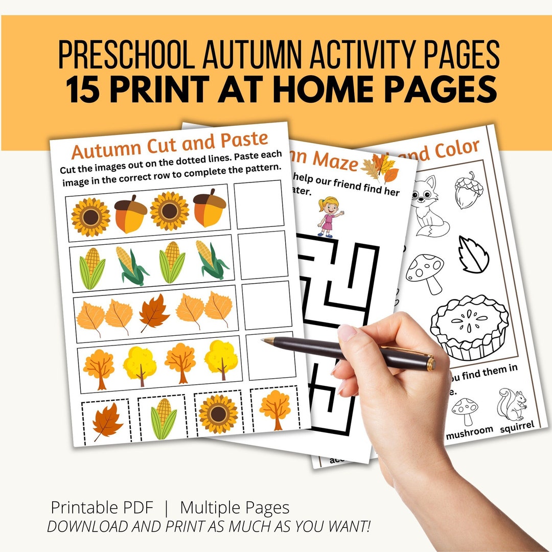 Preschool Printable Activity Pages, Autumn Activity Page Printable ...
