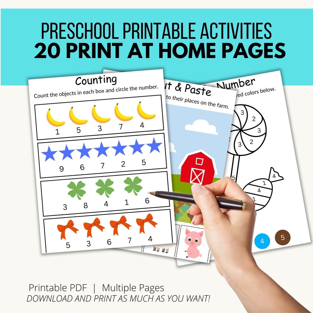 Preschool Printable Activity Pages, Digital Download, Preschool ...