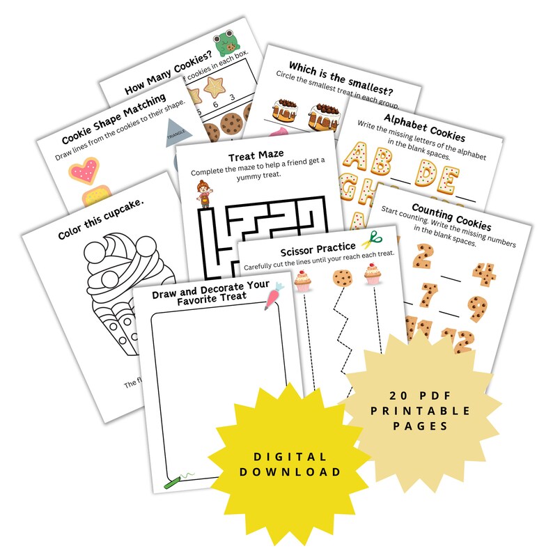 Preschool Printable Activity Pages, Preschool Treat Themed Activity ...