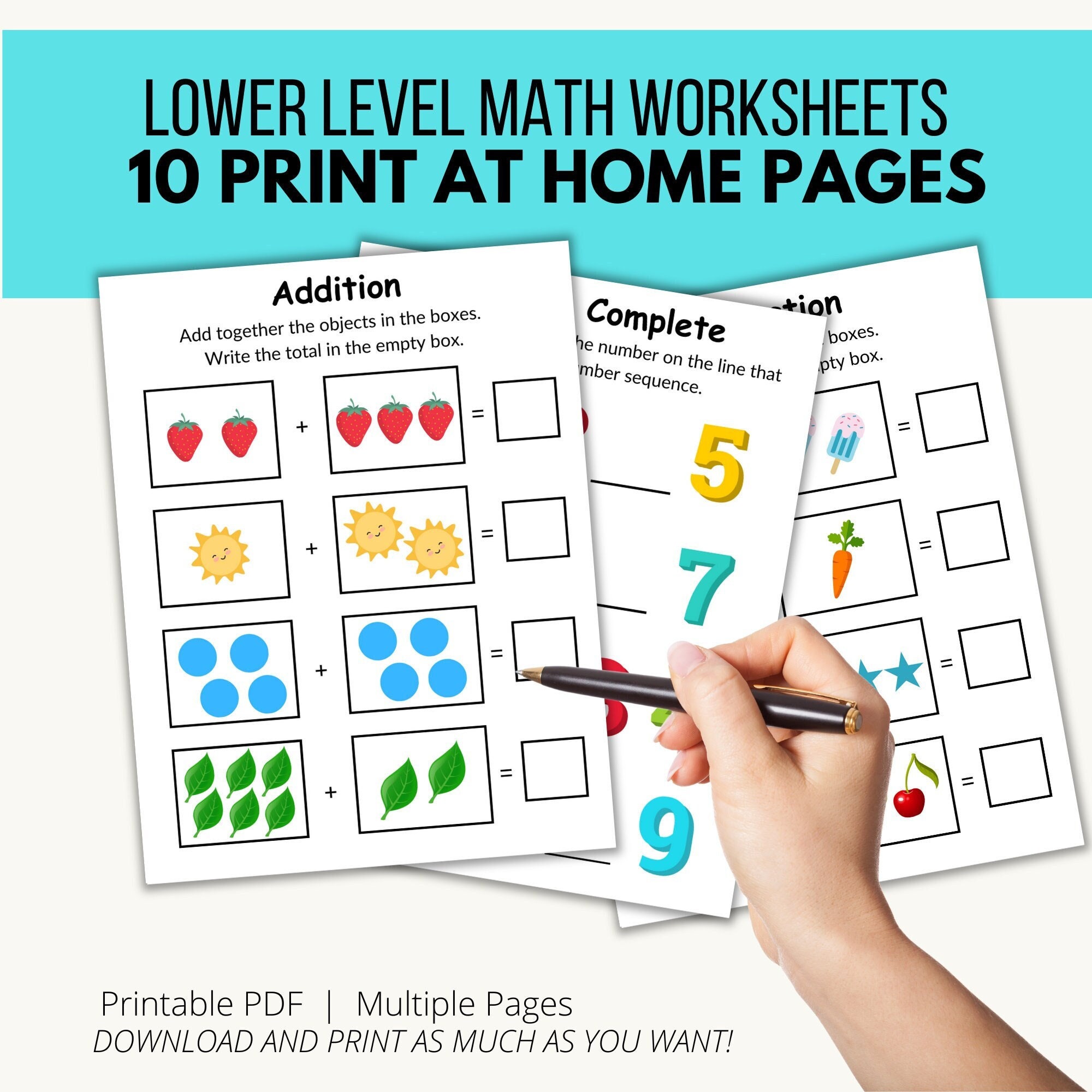 Lower Level Math Worksheets for Kids, Prek & Kindergarten Math ...