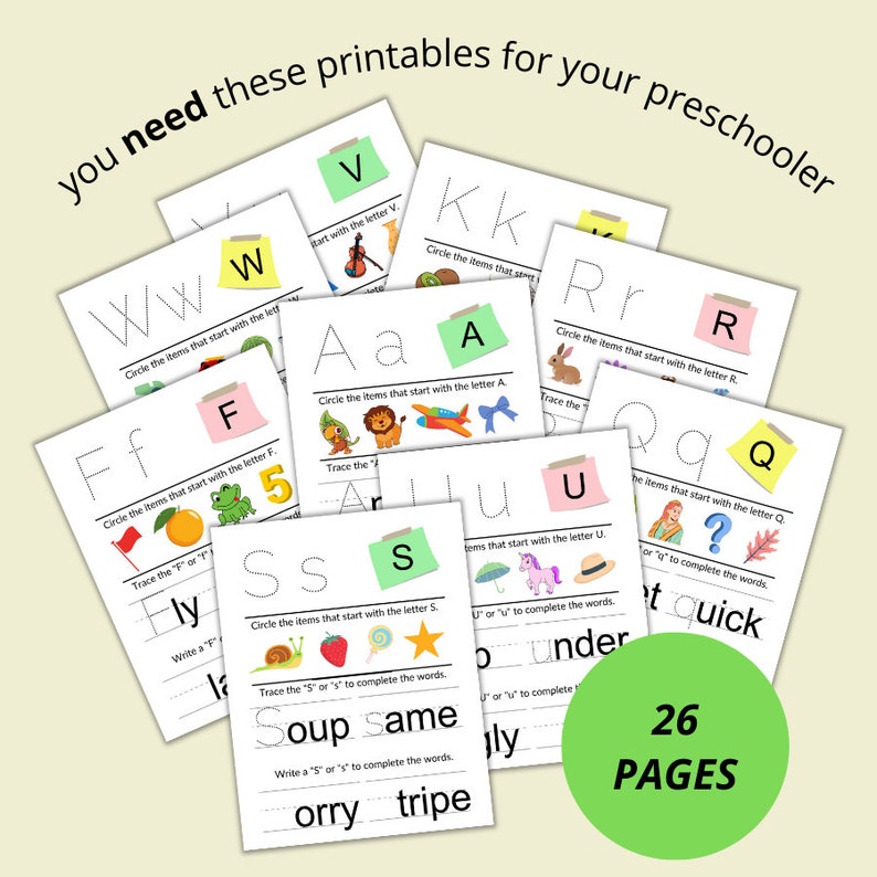 Preschool Printable Activity Pages, Preschool Printable Alphabet ...