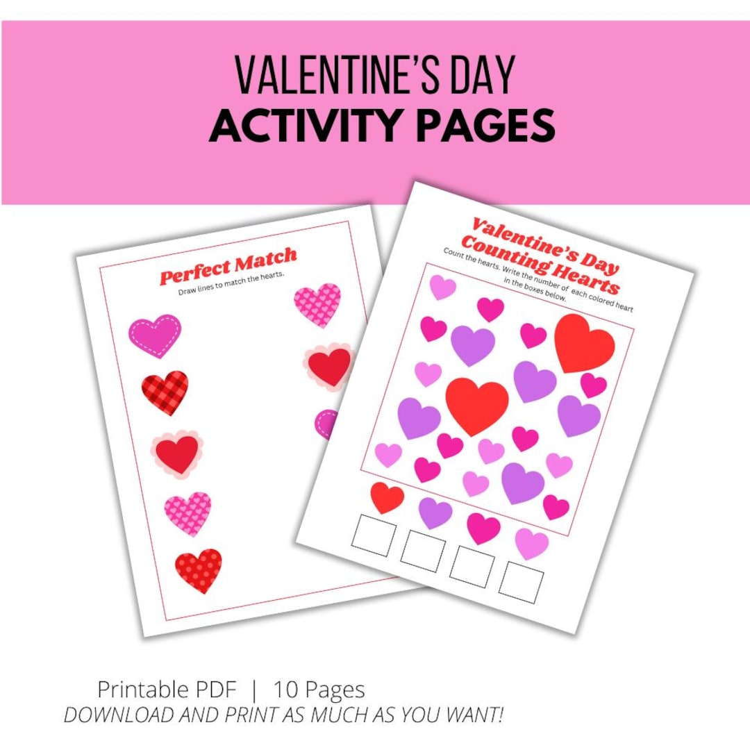 Valentine's Day 10 Page Activity Pack, Digital Download, Printable ...