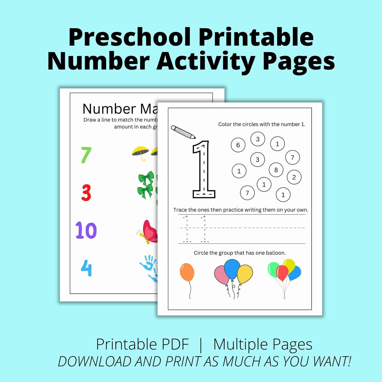 Preschool Learning Activities Printable, Counting 1-10 Worksheets ...