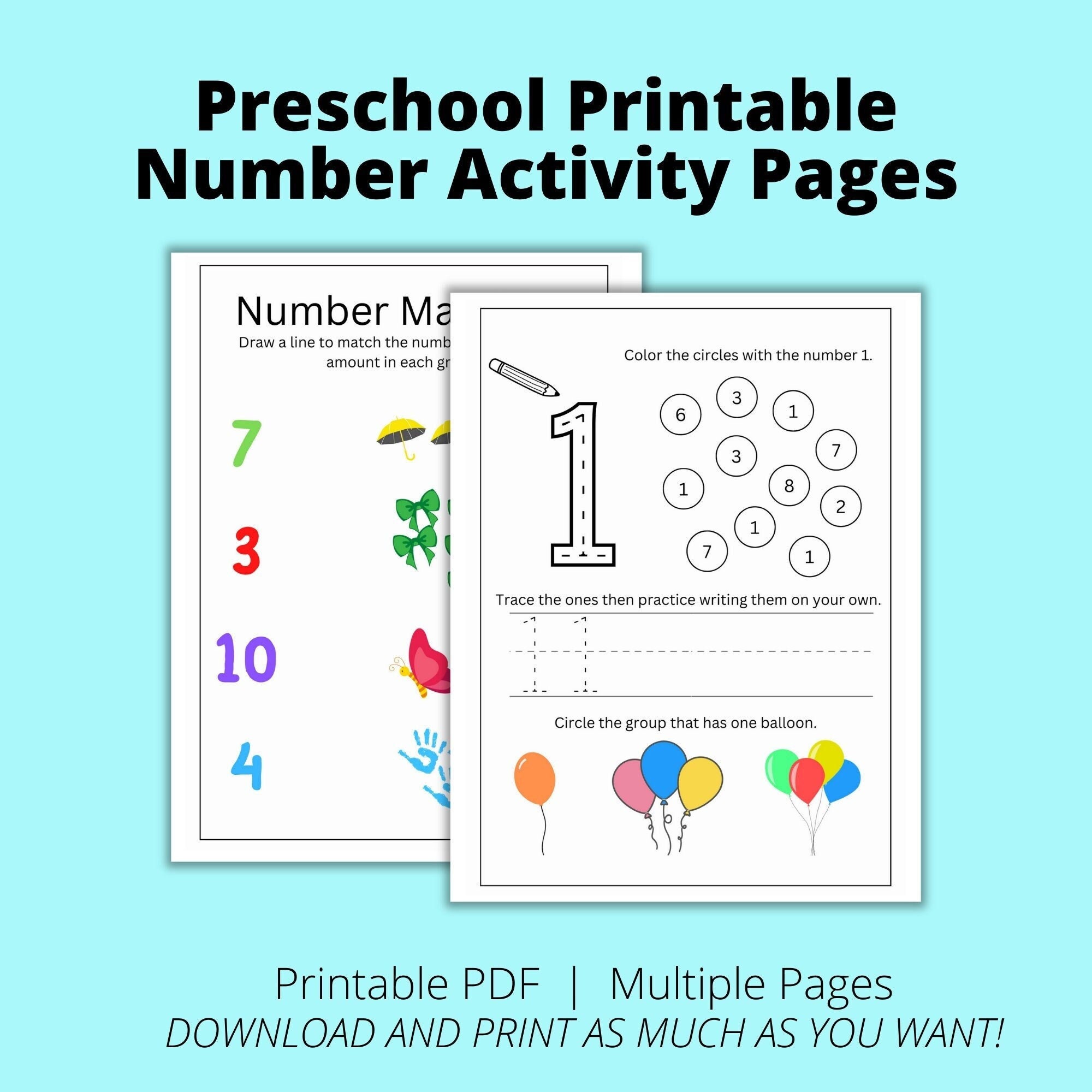Preschool Learning Activities Printable, Counting 1-10 Worksheets ...