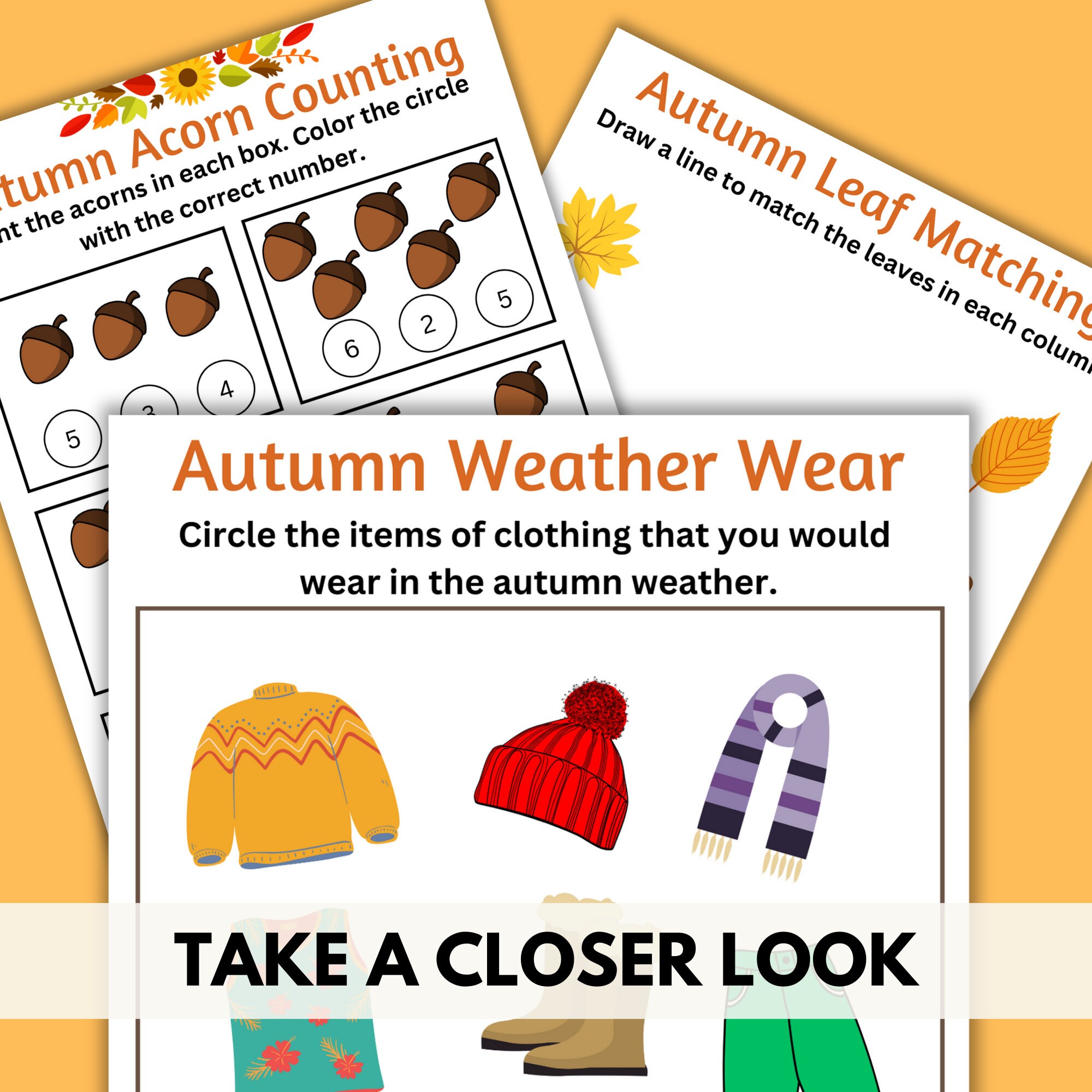 Preschool Fall Printable Activity Pages, Autumn Activity Pages ...
