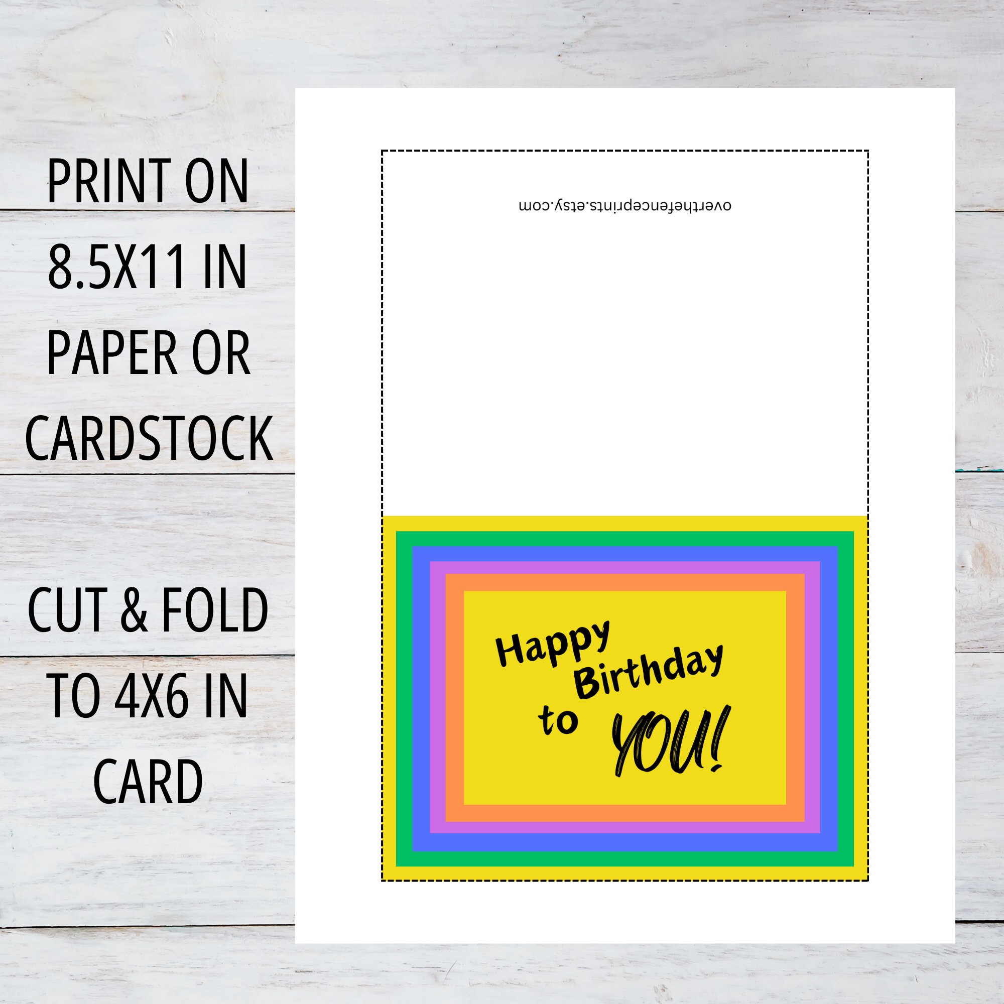 Happy Birthday Card, Card Printable, 4x6 Printable Birthday Card, Retro ...