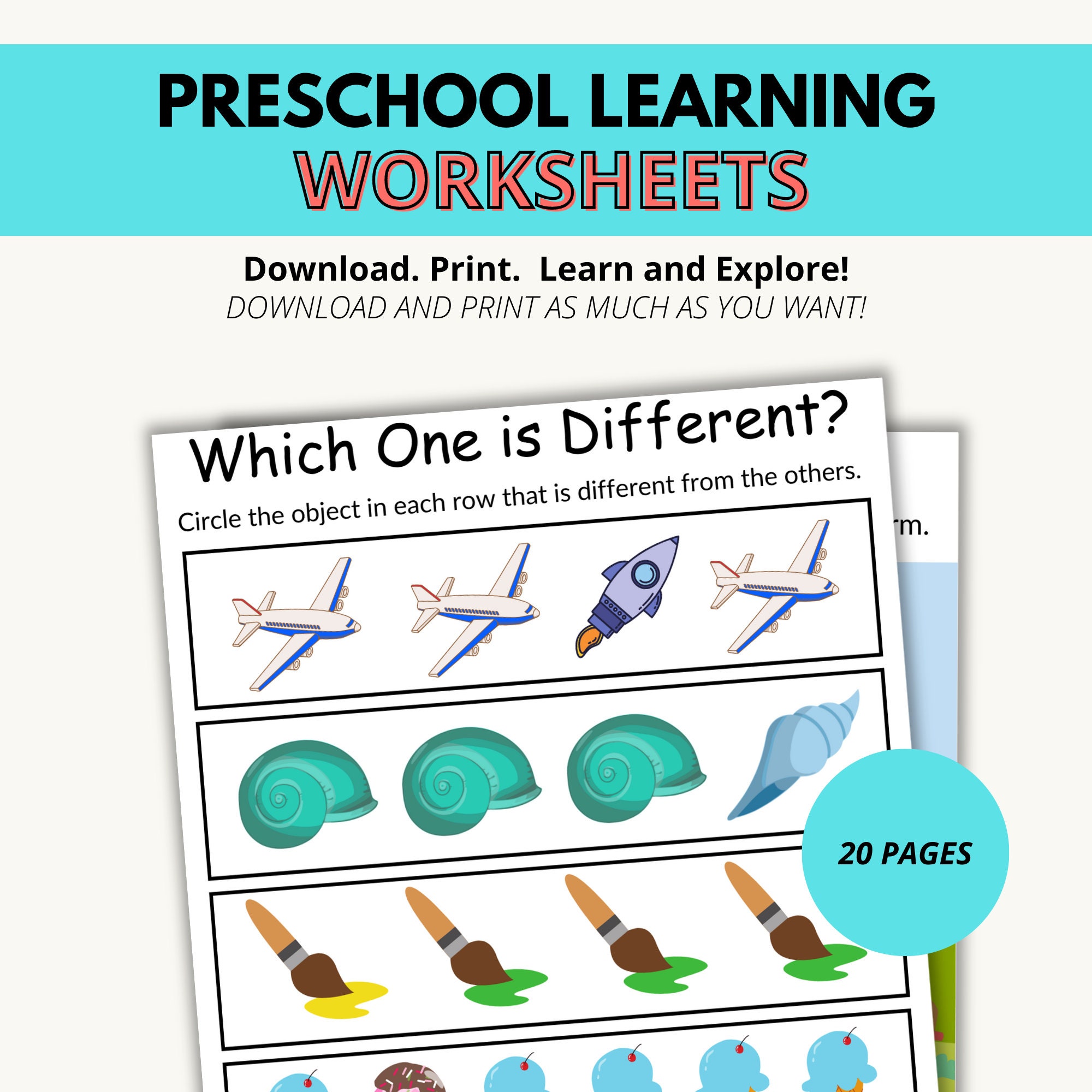 Preschool Activity Pages: Counting, Coloring, Matching (PDF) - Etsy