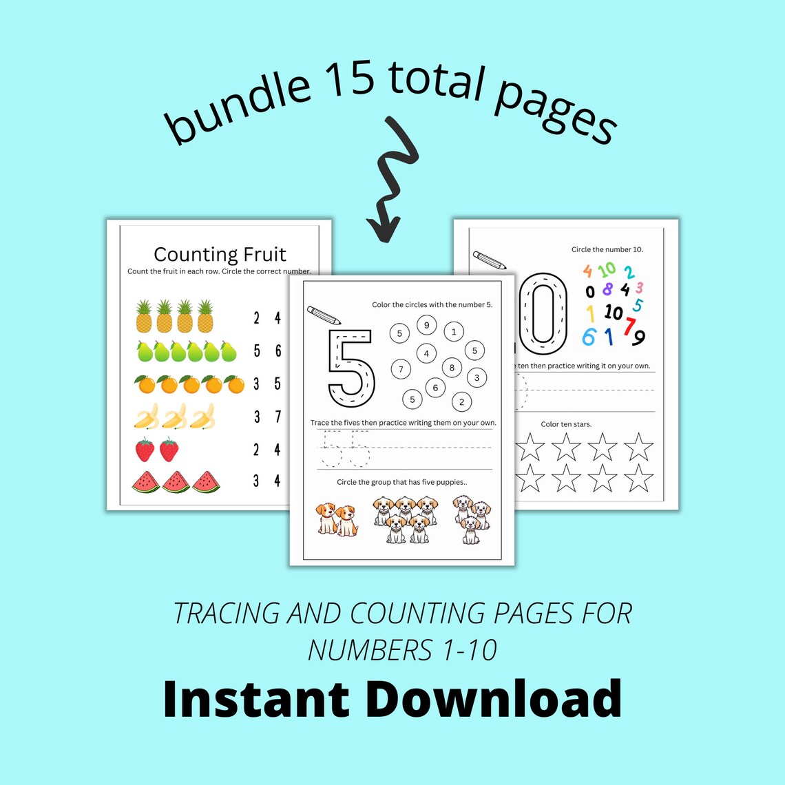 Preschool Learning Activities Printable, Counting 1-10 Worksheets ...