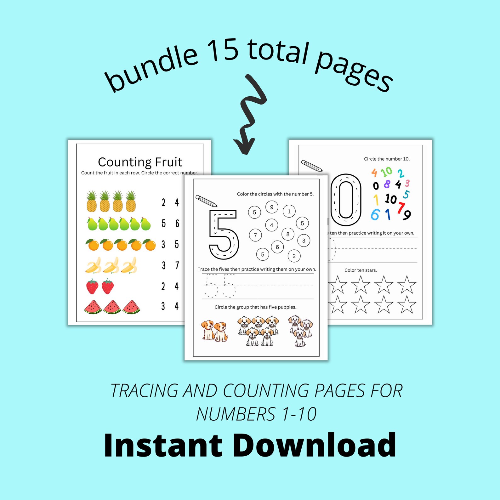 Preschool Learning Activities Printable, Counting 1-10 Worksheets ...