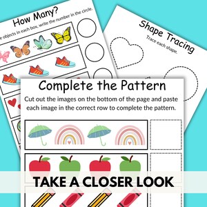 Preschool Activity Pages: Counting, Coloring, Matching (PDF) - Etsy