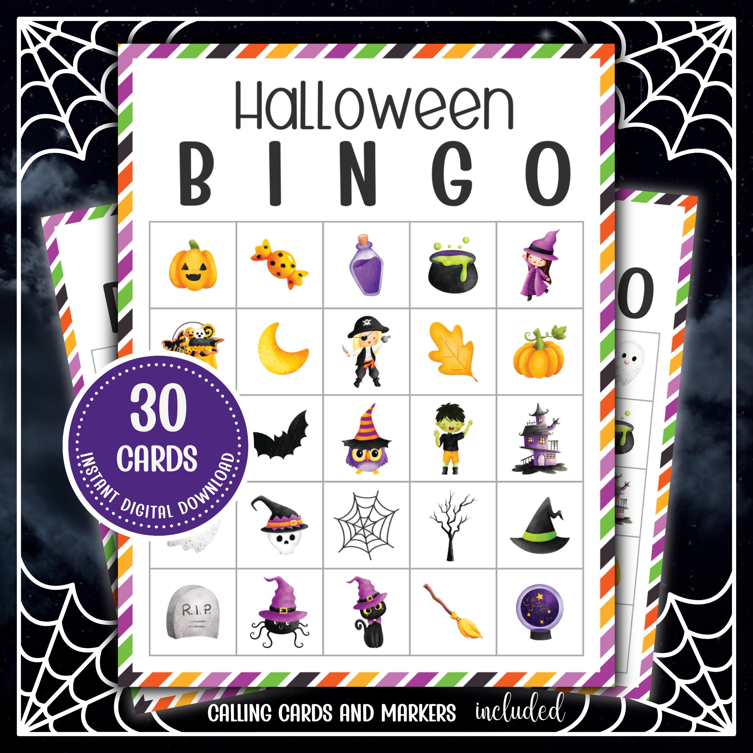 Halloween Bingo, 30 Bingo Cards, Halloween Bingo Game for Kids ...