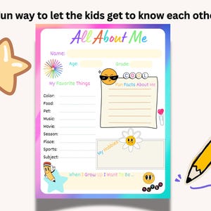 All About Me Kids Activity Printable Get to Know You Worksheet Favorite ...