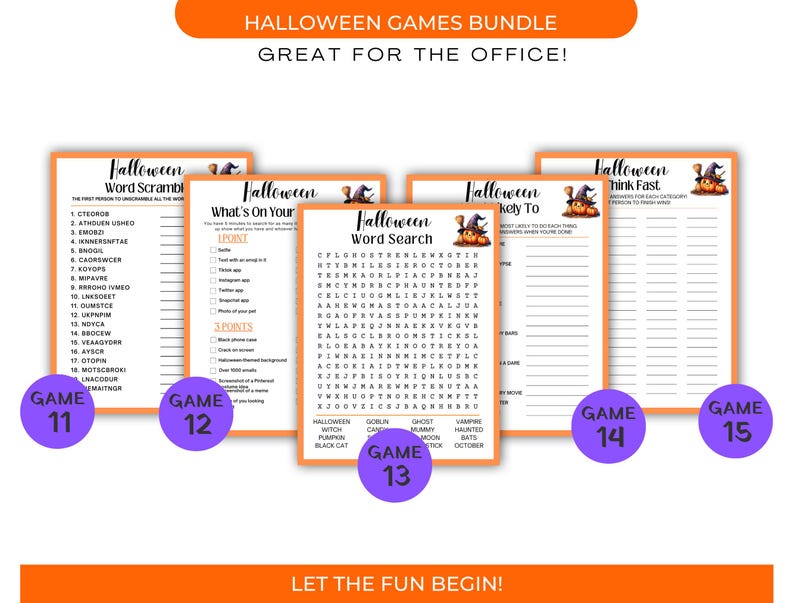 Office Halloween Games Bundle Printable Classroom Activity Fun Girls ...