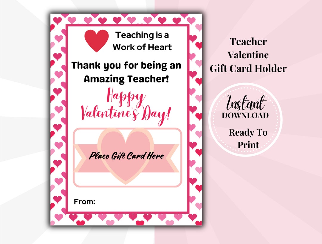 Teacher Valentine Gift Card Holder | Teacher Appreciation Gift | Thank ...