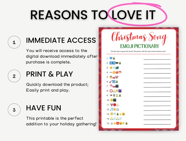 Printable Christmas Song Emoji Pictionary Fun Group Game for Office ...