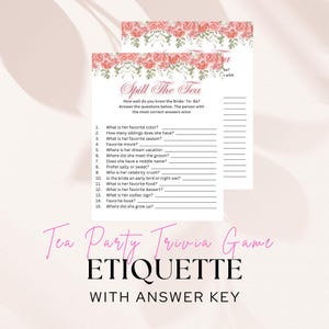 Spill the Tea Game, Tea Party Games Printable, Garden Tea Party, Tea ...