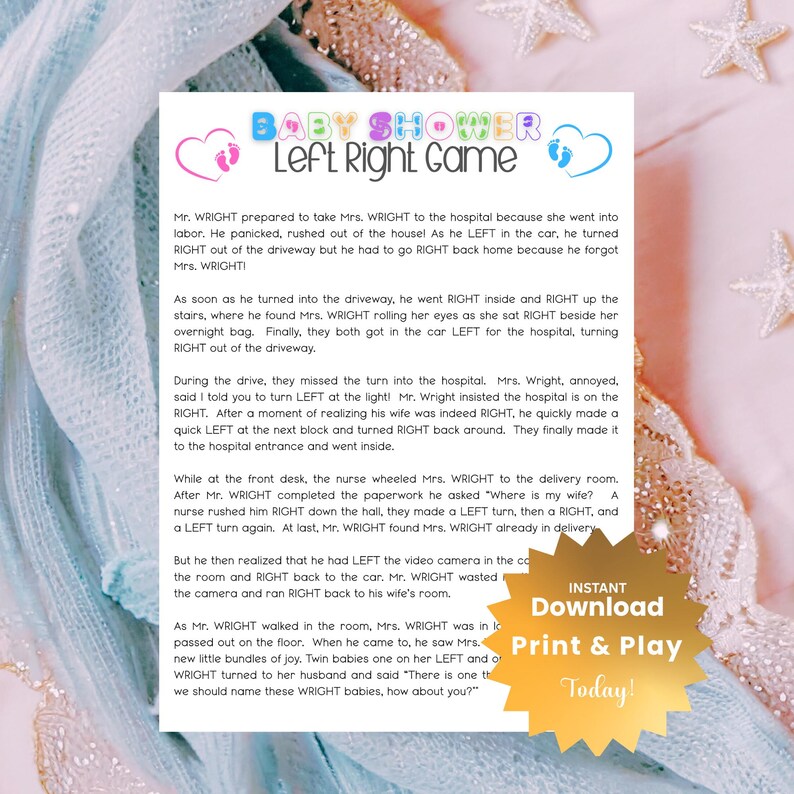 Baby Shower Games: Left Right Game - Printable Baby Shower Activity ...