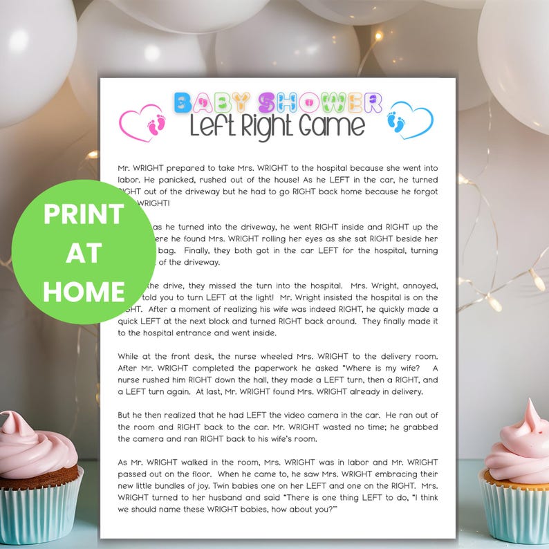 Left Right Baby Shower Game Printable Story - Etsy