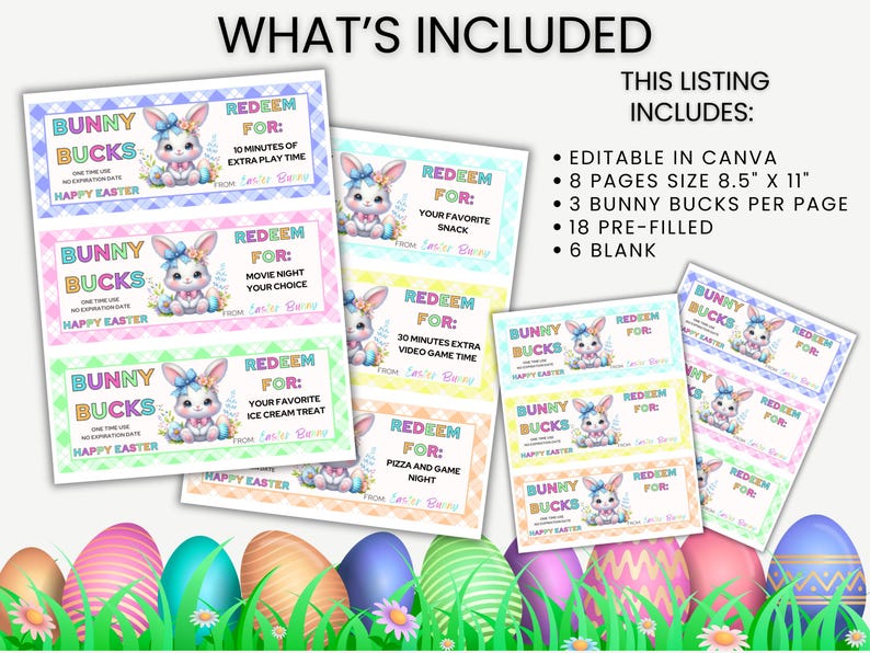 Easter Bunny Bucks, Bunny Money, Editable Reward Certificate, Fun Egg ...