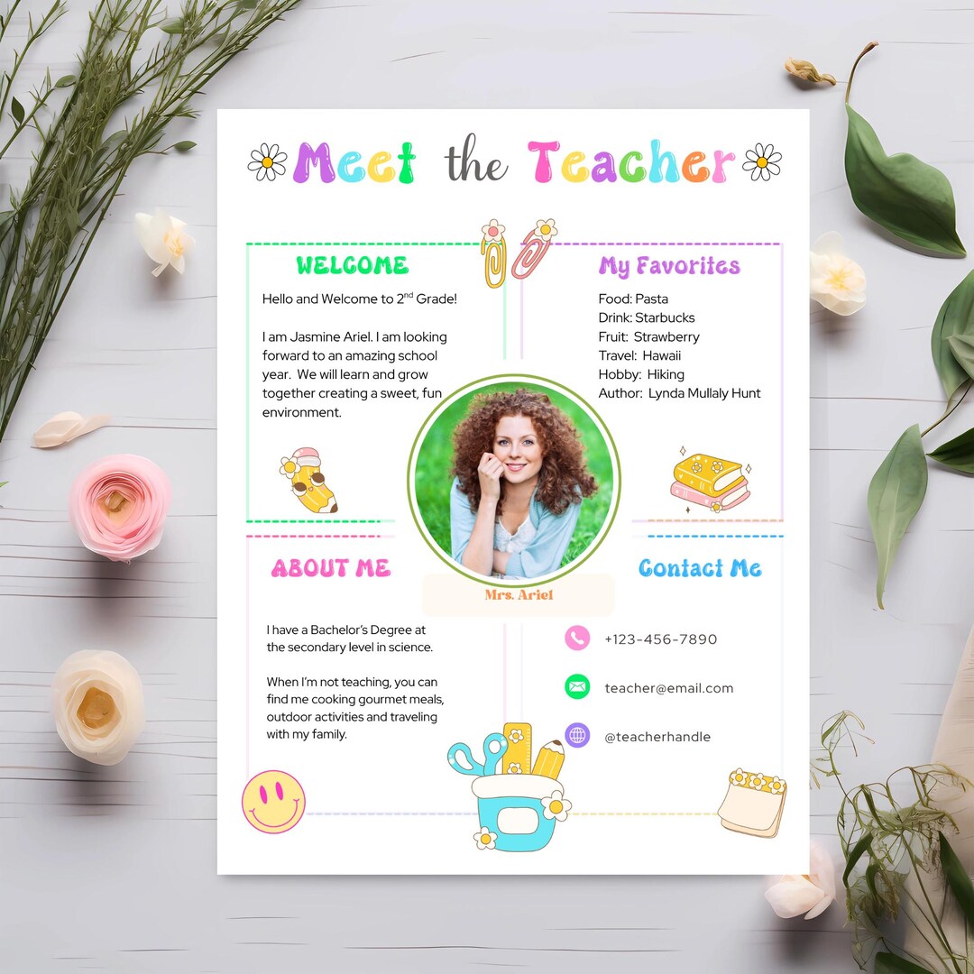 Groovy Meet the Teacher Template: Retro Introduction Letter Digital ...
