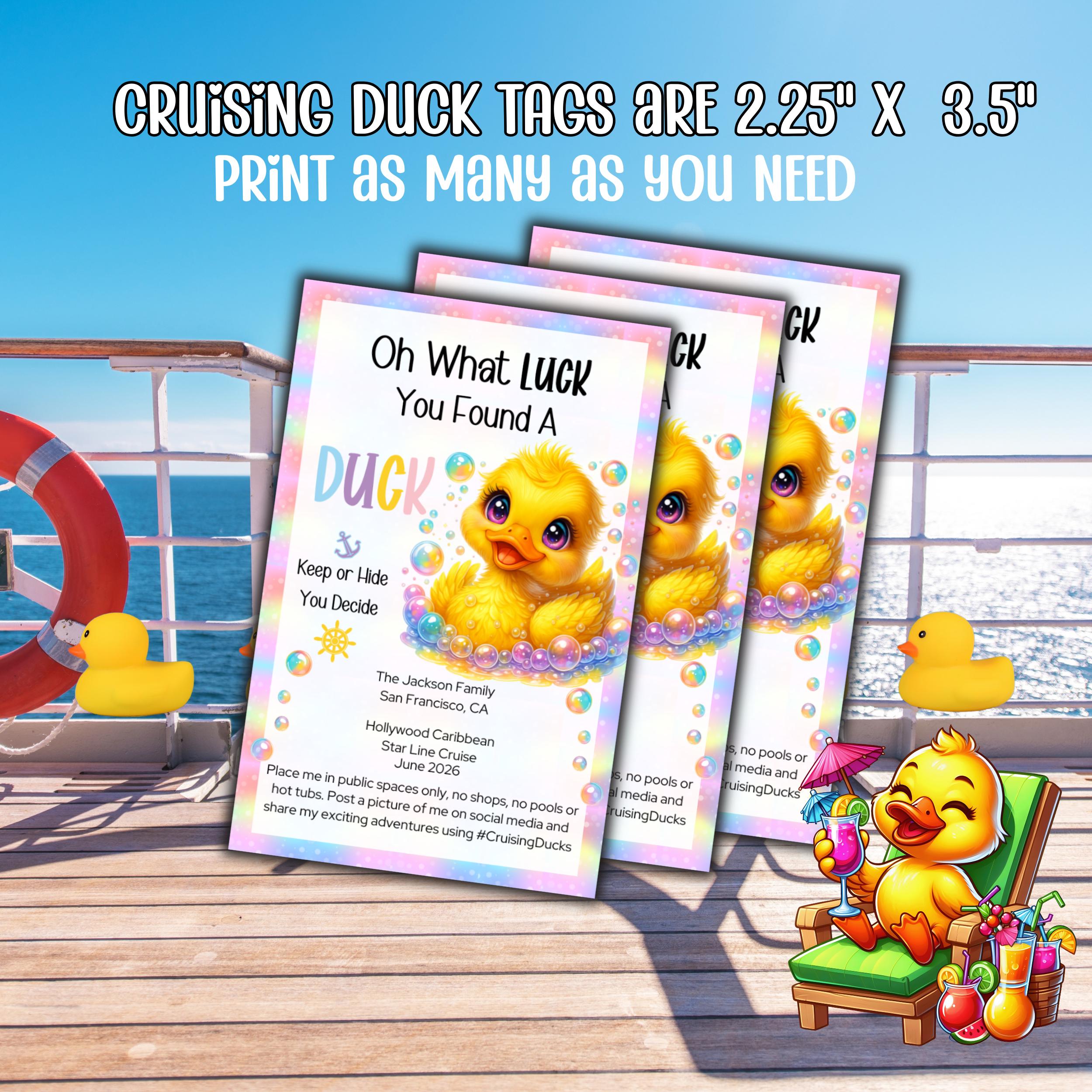 Cruise Duck Tag, You Found a Duck, Editable Cruising Duck Tag ...