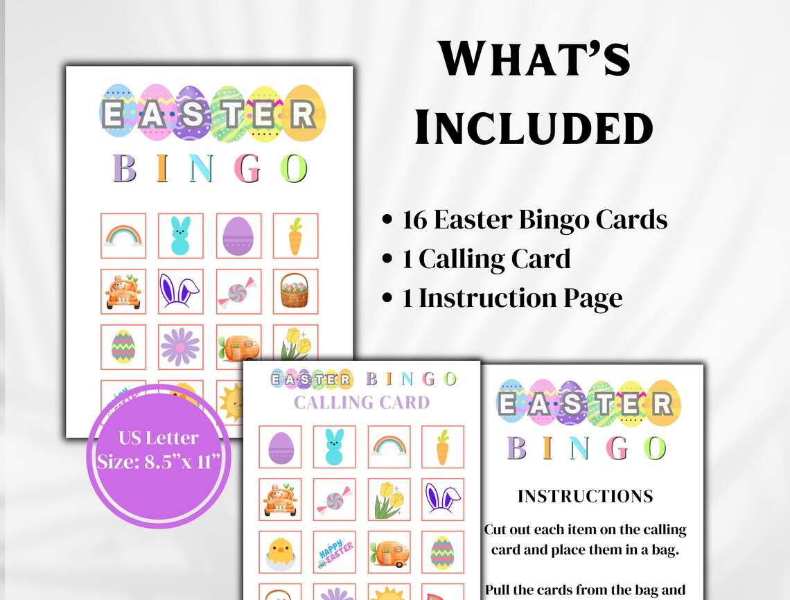 16 Easter Bingo Cards Printable Game for Kids and Adults Spring Bingo ...