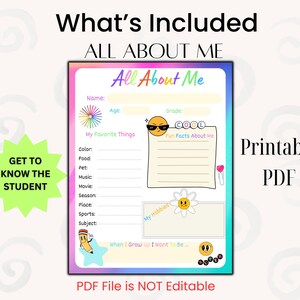 All About Me Kids Activity Printable Get to Know You Worksheet Favorite ...