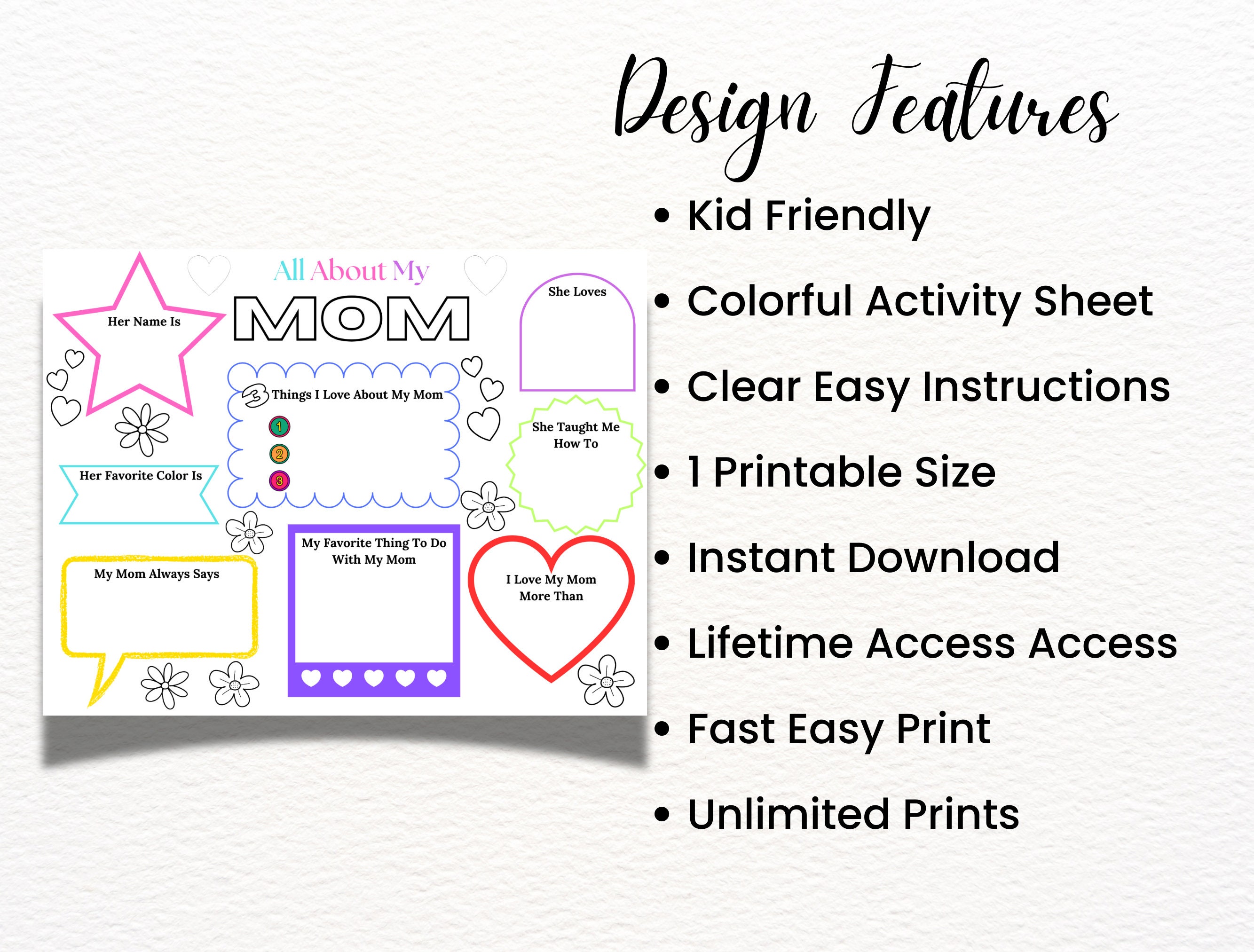 All About Mom Coloring Page Activity Sheet All About Mommy Printable ...