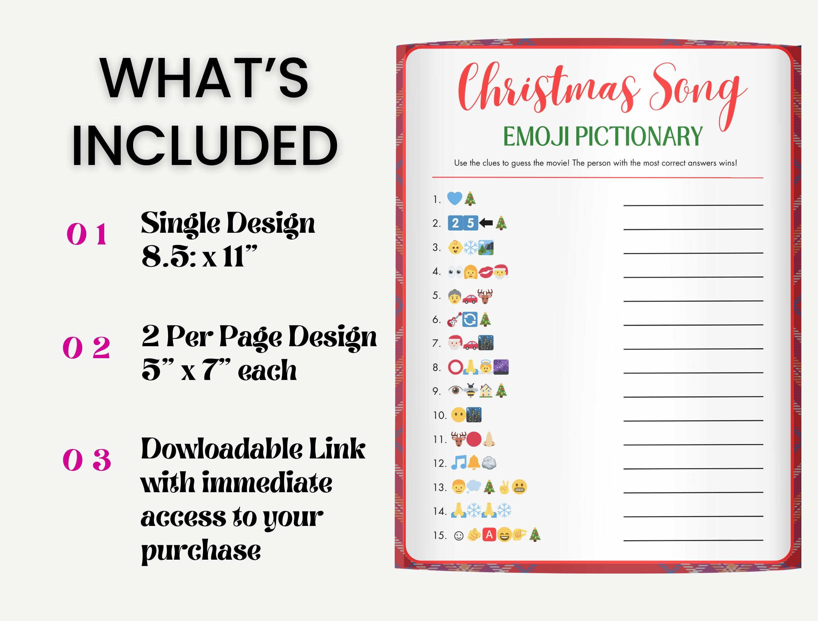 Printable Christmas Song Emoji Pictionary Fun Group Game for Office ...