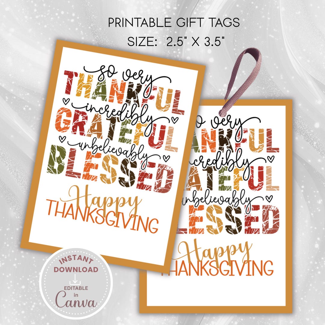 Editable Thanksgiving Gift Tags: Canva Template Instant Download ...