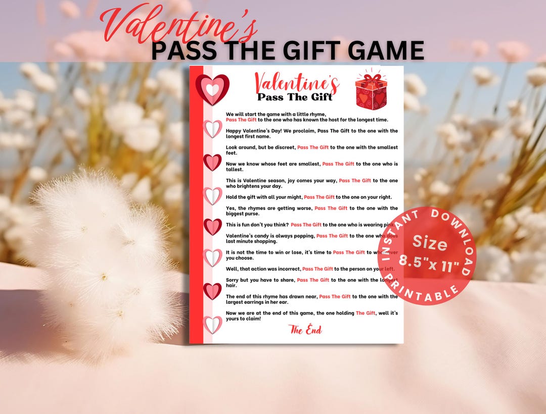 Valentines Day Pass the Gift Game Ice Breaker for Large or Small Group ...