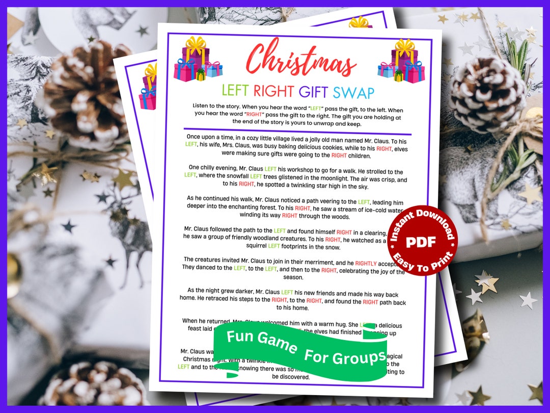 Left Right Story Game Christmas Left Right Gift Swap Gift Exchange Game ...