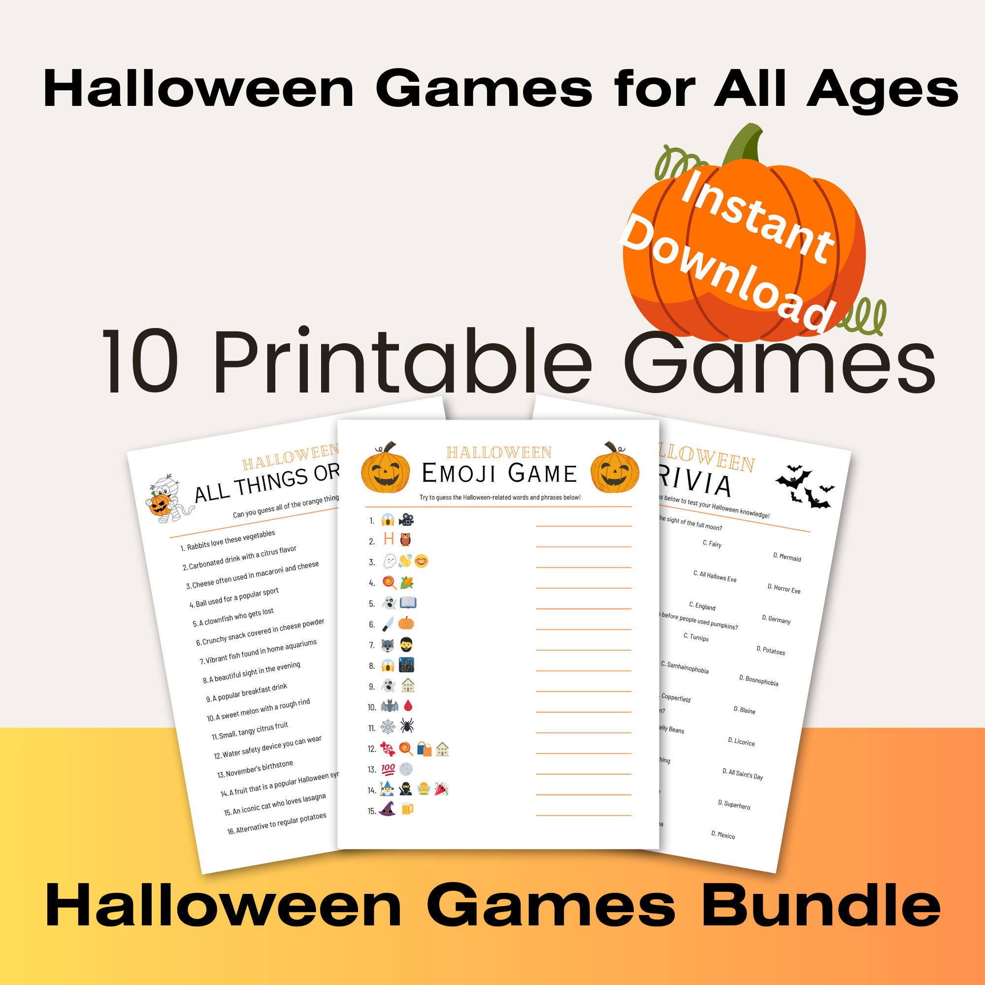 Halloween Party Games Printable for Kids and Teens Halloween - Etsy