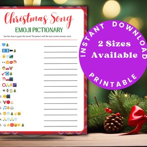 Printable Christmas Song Emoji Pictionary Fun Group Game for Office ...