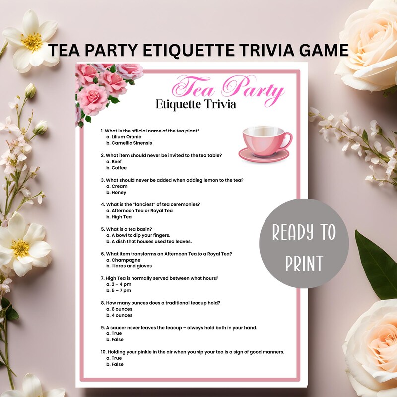 Tea Party Etiquette Game - Etsy