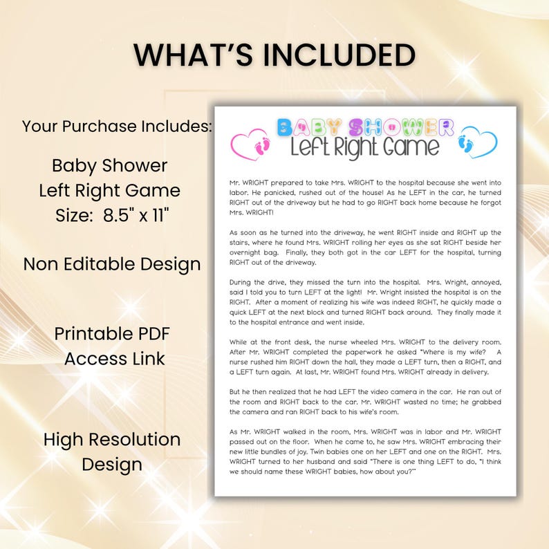 Left Right Baby Shower Game Printable Story - Etsy