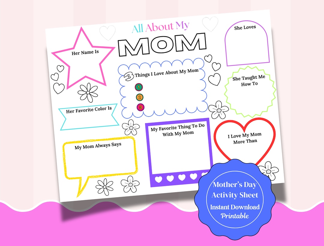 All About Mom Coloring Page Activity Sheet All About Mommy Printable ...