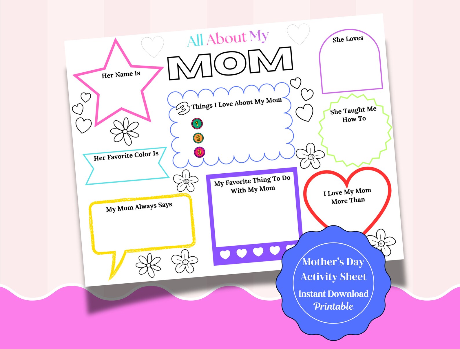 All About Mom Coloring Page Activity Sheet All About Mommy Printable ...