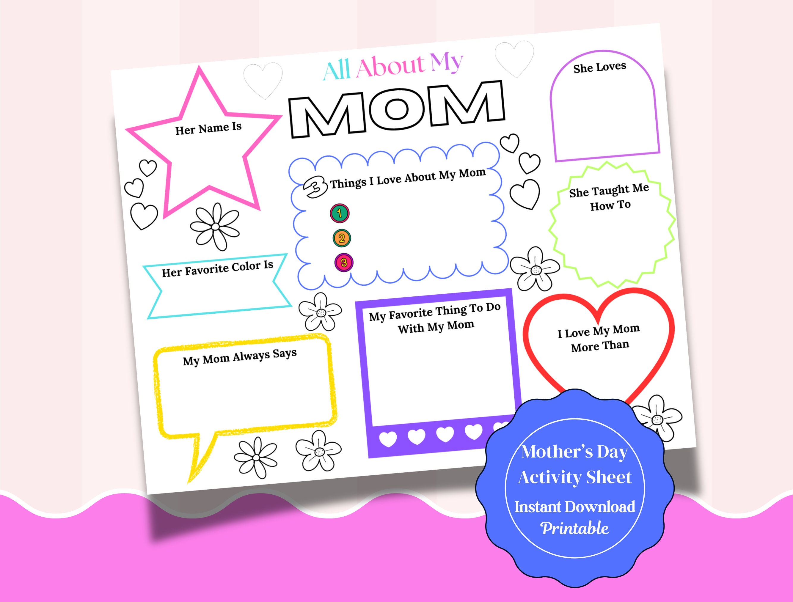 All About Mom Coloring Page Activity Sheet All About Mommy Printable ...