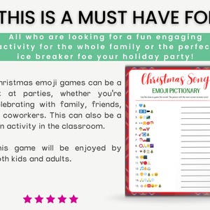 Printable Christmas Song Emoji Pictionary Fun Group Game for Office ...