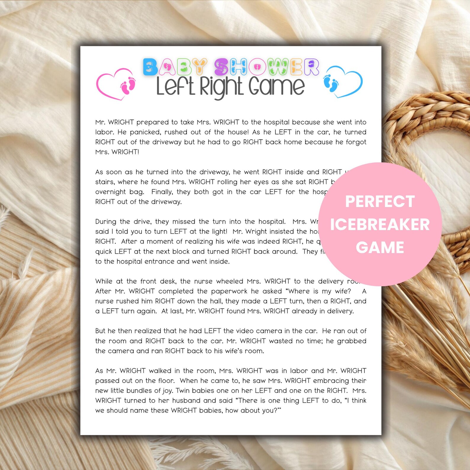 Baby Shower Games: Left Right Game - Printable Baby Shower Activity ...
