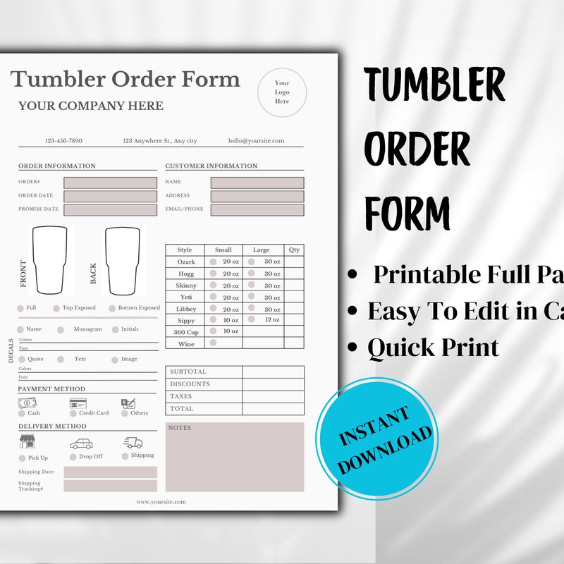 Cup Order Form - Etsy