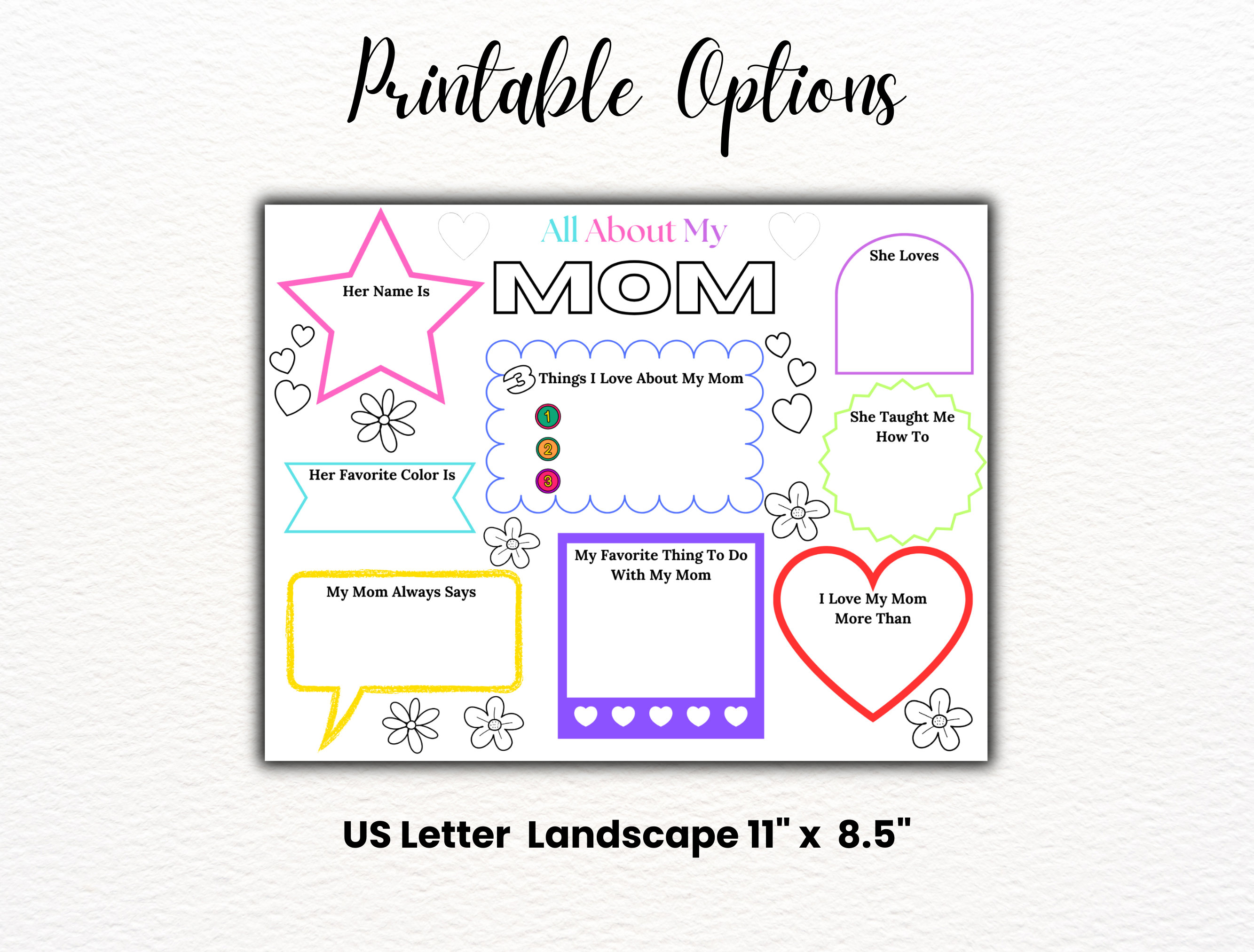 All About Mom Coloring Page Activity Sheet All About Mommy Printable ...