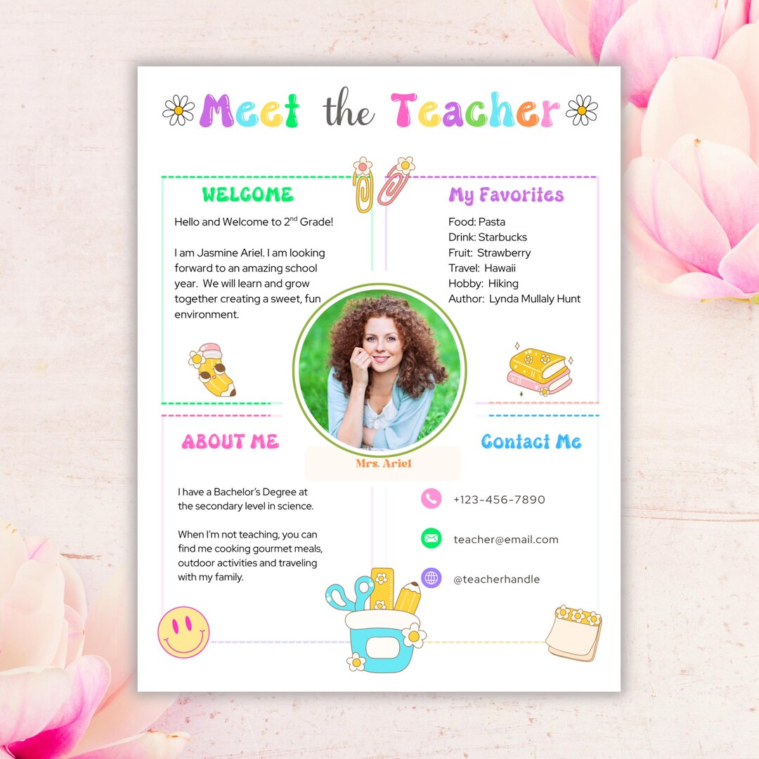 Groovy Meet the Teacher Template Back to School Newsletter Retro Meet ...