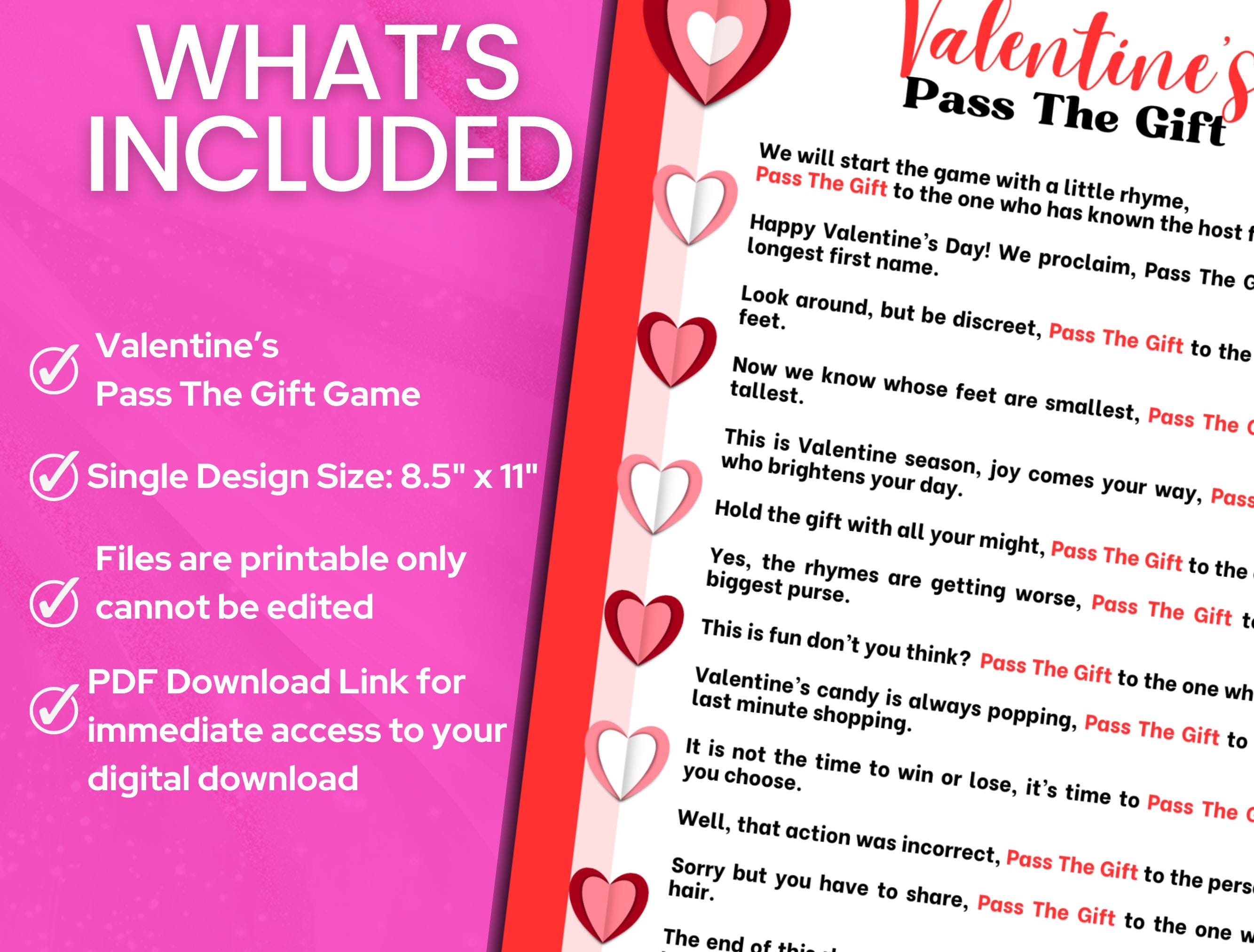Valentines Day Pass the Gift Game for Adults Ice Breaker for Large or ...