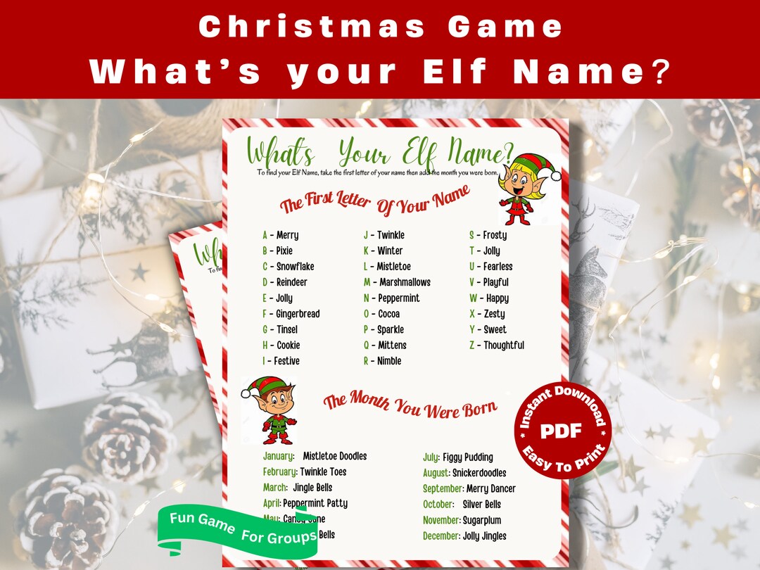 Christmas What's Your Elf Name Fun Christmas Game to Play for Kids ...
