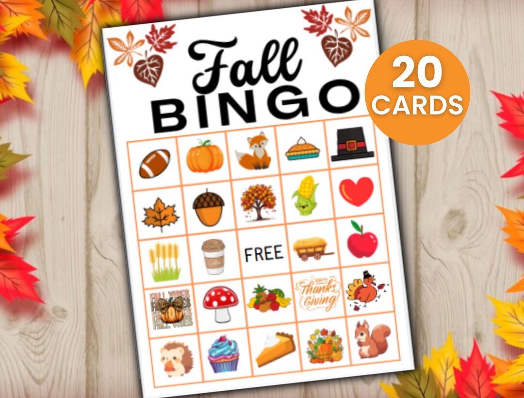 Bingo Game Set, Fall Bingo Cards, Printable Autumn Icebreaker Activity ...