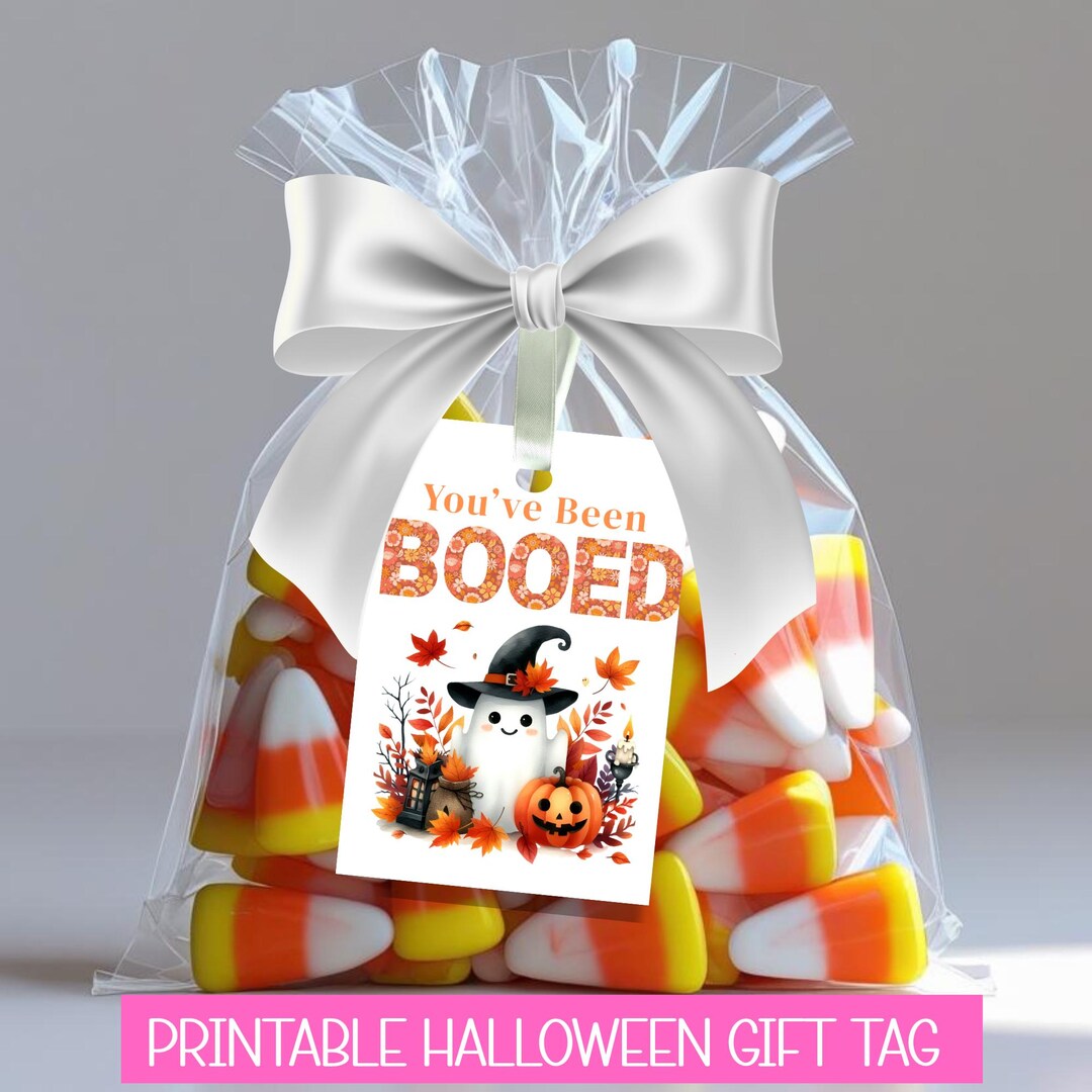 Halloween Gift Tag, You’ve Been Booed Printable, Retro Floral Halloween ...